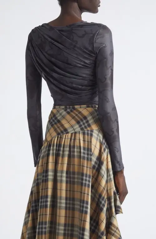 Collina Strada Cardio Wrapped Floral Scribble Mesh Top