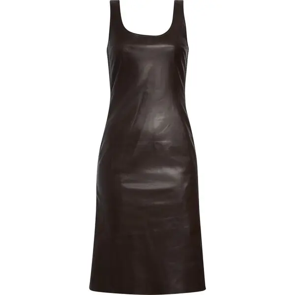 FERRAGAMO Plongé Lambskin Leather Midi Dress