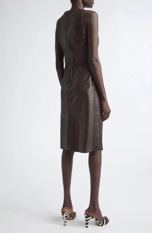 FERRAGAMO Plongé Lambskin Leather Midi Dress