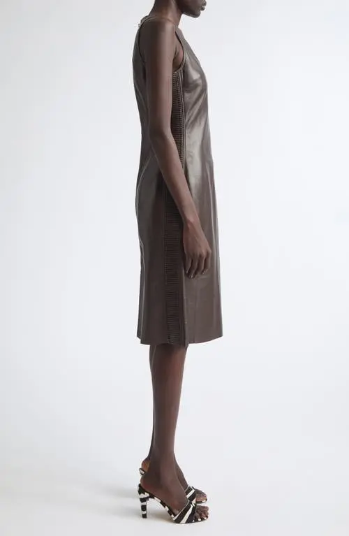 FERRAGAMO Plongé Lambskin Leather Midi Dress