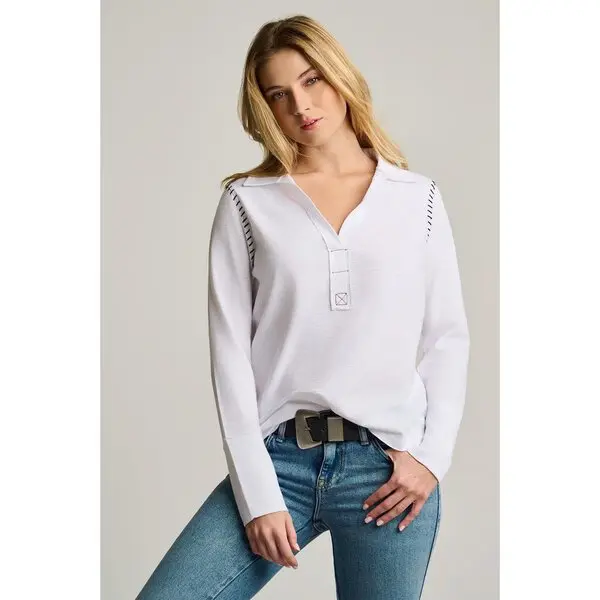 Lisa Todd Whipstitch Cotton Slub T-shirt - White