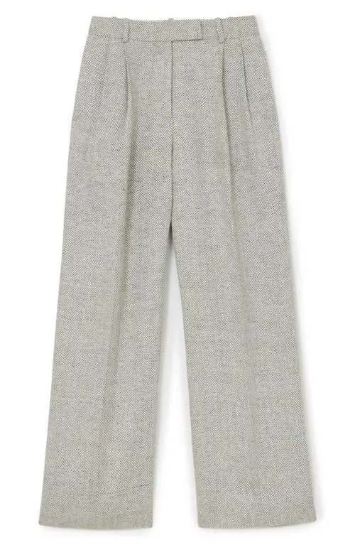 REISS Ezra Herringbone High Waist Wide Leg Pants