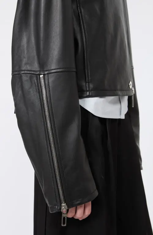 Sportmax Vicario Leather Crop Jacket With Fringe