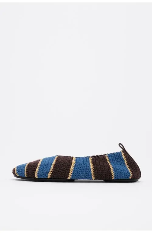 Bimba Y Lola Crochet Raffia Ballerina - Blue