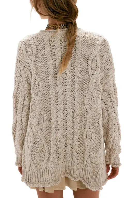 Free People Opal Cable Knit Cardigan - Tea
