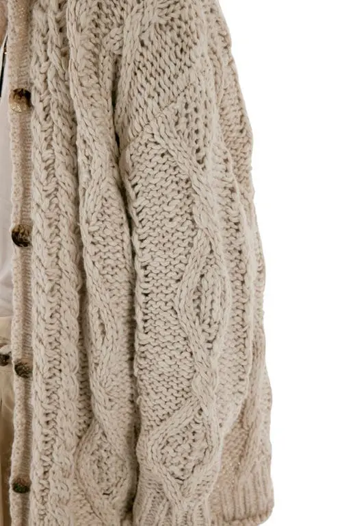 Free People Opal Cable Knit Cardigan - Tea