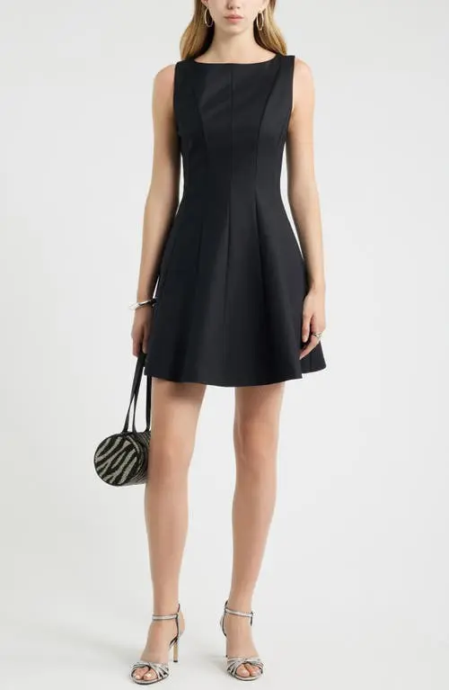 Chelsea28 Seamed Fit & Flare Minidress - Black