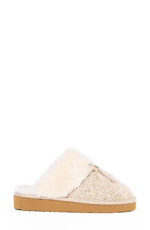 Minnetonka Fluffy Scuff Slipper - Sparkle Tan