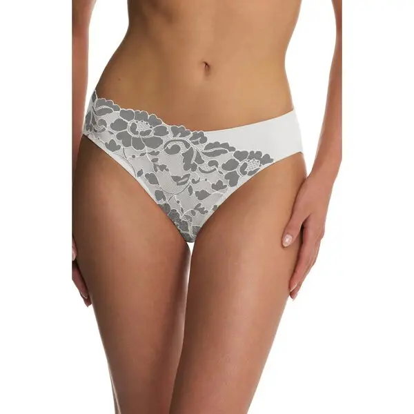 Natori Peony Bikini Briefs - Warm White/black