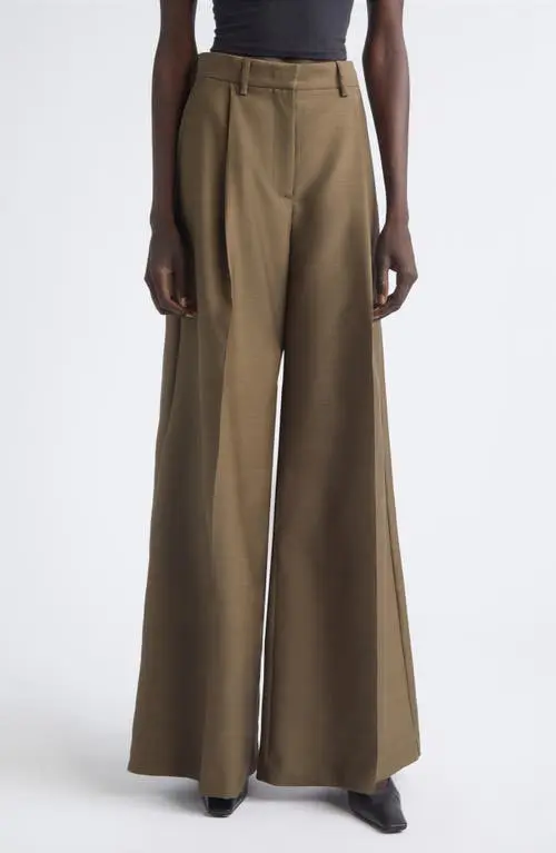 HEIRLOME Laurence Pleated Wool & Silk Wide Leg Trousers
