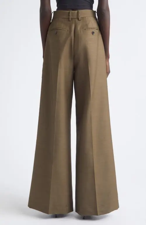HEIRLOME Laurence Pleated Wool & Silk Wide Leg Trousers
