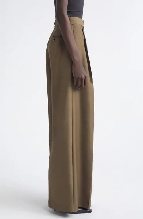 HEIRLOME Laurence Pleated Wool & Silk Wide Leg Trousers