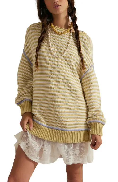 Free People We The Free Striped Cotton Sweater - Sand Combo