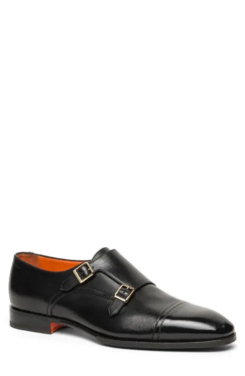 Santoni Axel Double Monk Strap Cap Toe Shoe