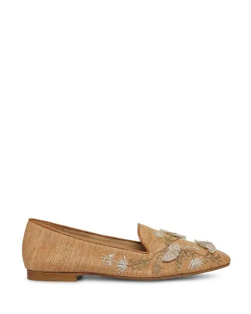 ARTEANA Flora Embroidered Raffia Smoking Slippers