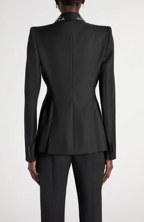 Alexander McQueen Embroidered Lapel Single-breasted Wool Jacket