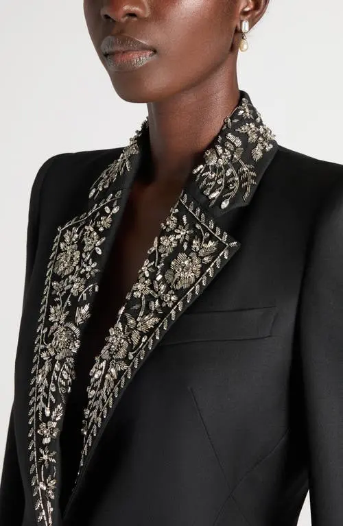 Alexander McQueen Embroidered Lapel Single-breasted Wool Jacket