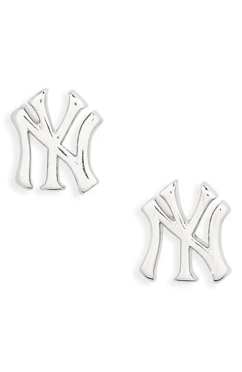 LUV AJ New York Yankees Logo Stud Earrings - Silver