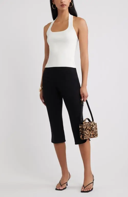 OPEN EDIT Ribbed Halter Neck Sweater Top - Ivory