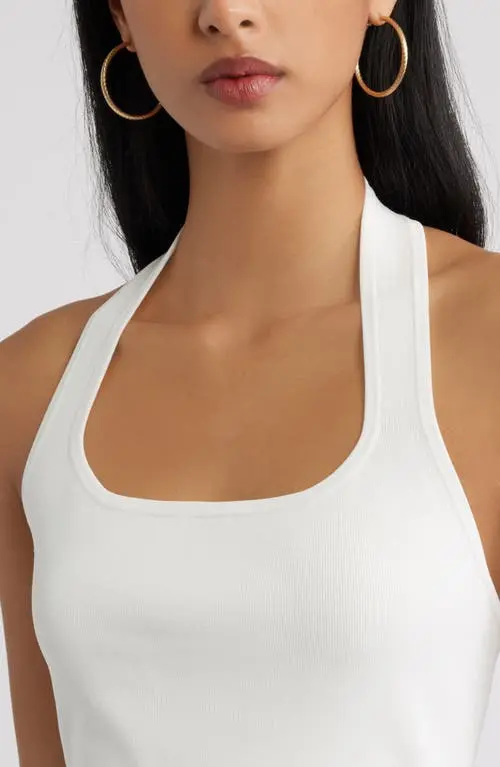 OPEN EDIT Ribbed Halter Neck Sweater Top - Ivory