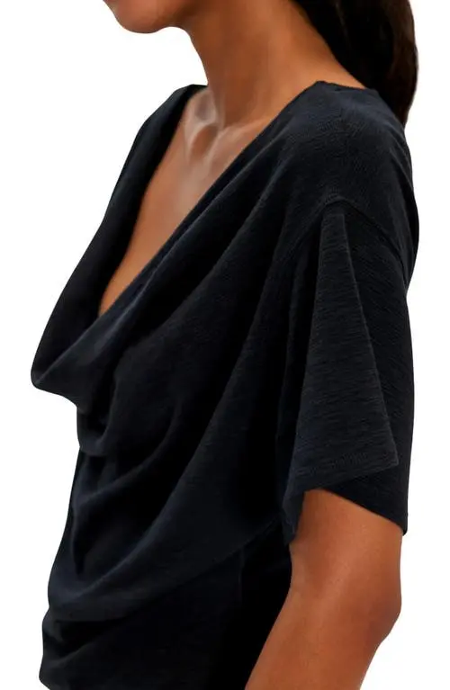 Free People Waterfall Cowl Neck Top - Black