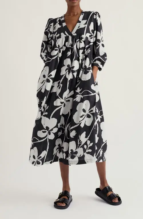 SEASALT CORNWALL Earth Floral Organic Cotton Caftan Dress