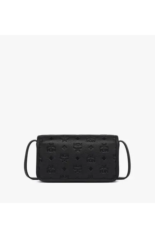 Mcm Aren Crossbody Wallet In Embossed Monogram Leather