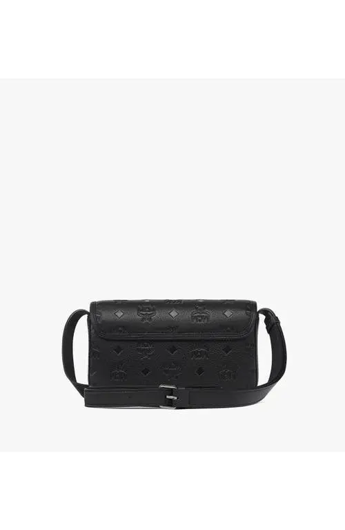 Mcm Aren Crossbody Wallet In Embossed Monogram Leather