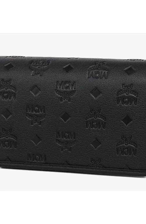 Mcm Aren Crossbody Wallet In Embossed Monogram Leather