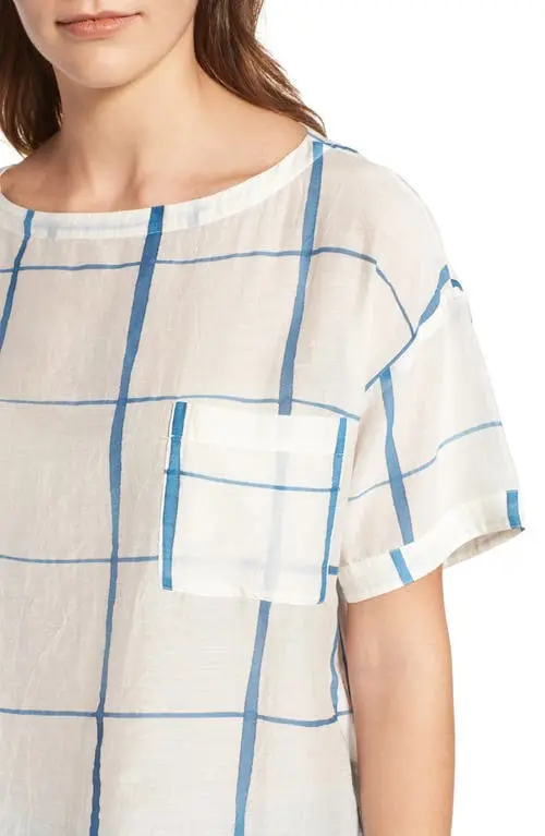 Eileen Fisher Check Organic Cotton & Silk Top