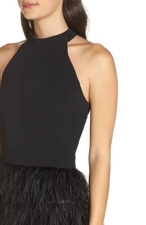 FOREST LILY Feather Halter Dress