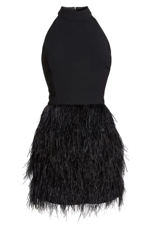 FOREST LILY Feather Halter Dress