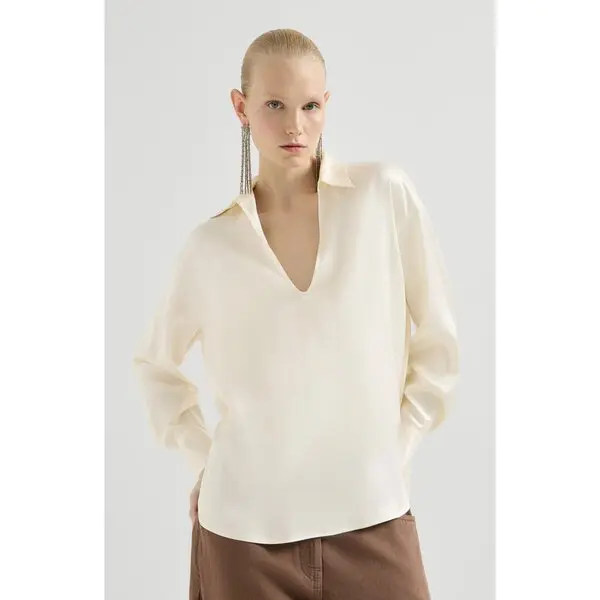 Brunello Cucinelli Silk Satin Blouse - Panama