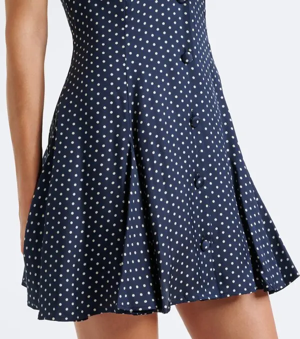 DÔEN Aubrey Polka Dot Silk-blend Minidress - Blue