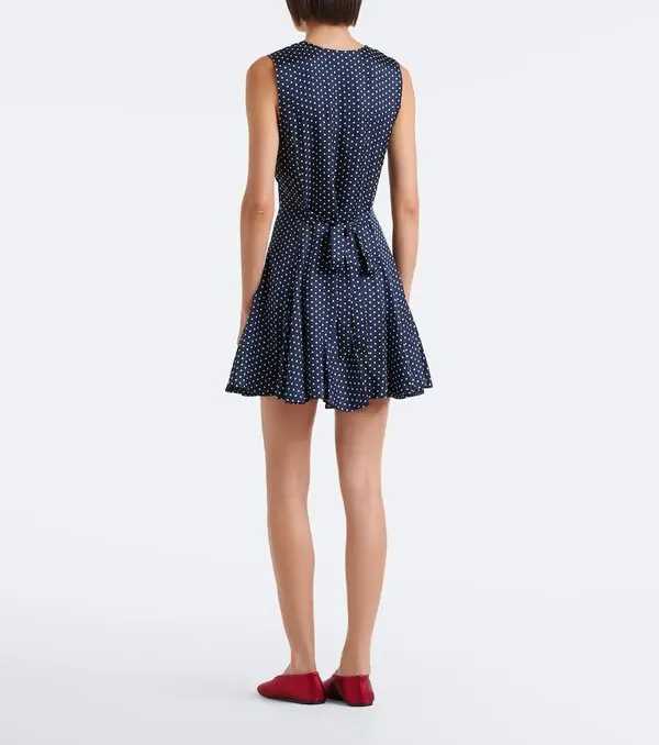 DÔEN Aubrey Polka Dot Silk-blend Minidress - Blue