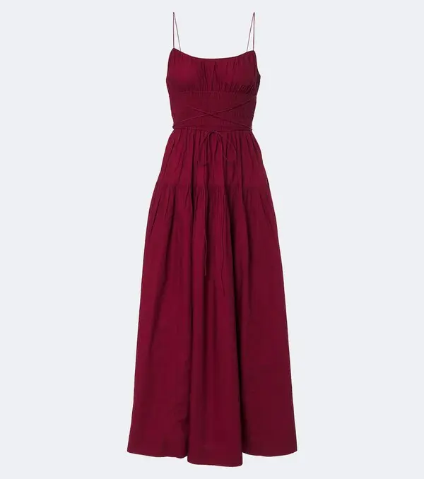 DÔEN Cotton Poplin Maxi Dress - Burgundy