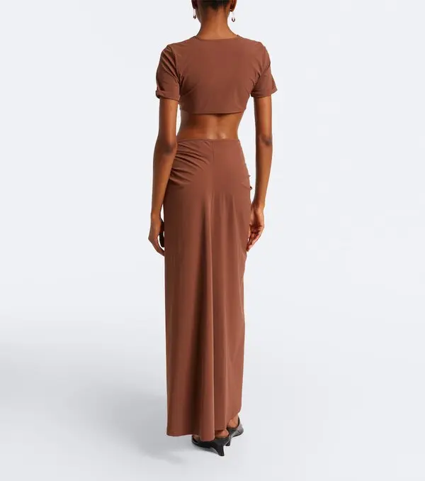 Christopher Esber Gathered Jersey Maxi Skirt With Brass Insert