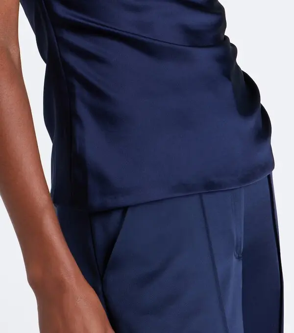 Simkhai Phoebe One-shoulder Draped Satin Top - Blue