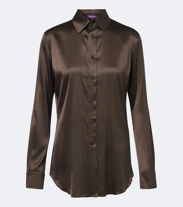Ralph Lauren Silk-blend Satin Shirt - Brown
