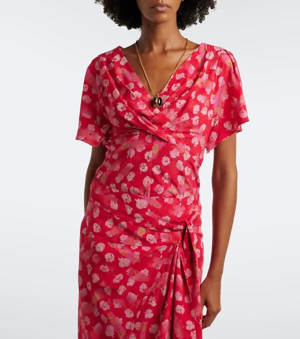Isabel Marant Étoile Faljane" Floral Silk-blend Top - Red