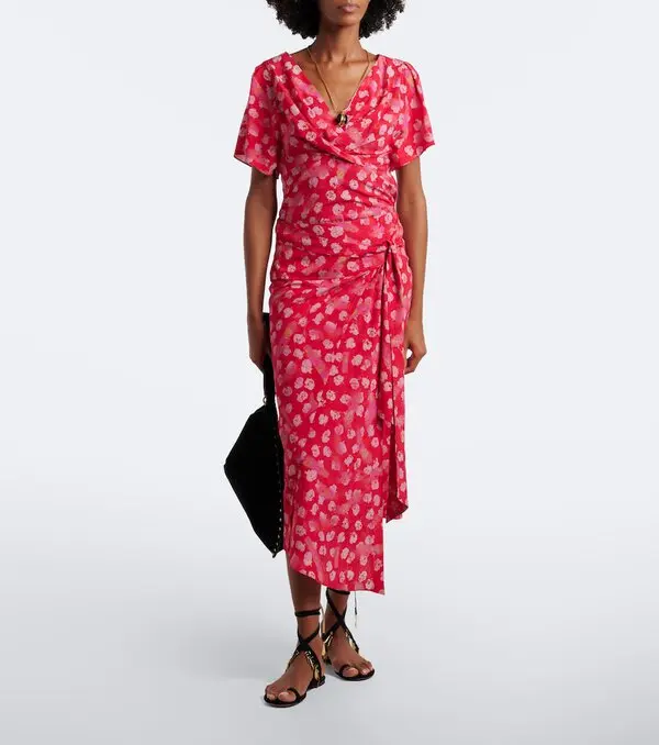 Isabel Marant Étoile Faljane" Floral Silk-blend Top - Red