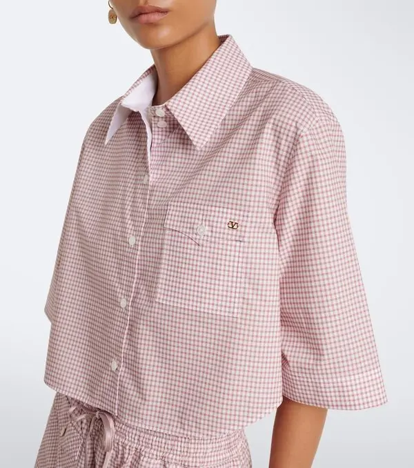 Valentino Garavani Vlogo Gingham Cotton Shirt