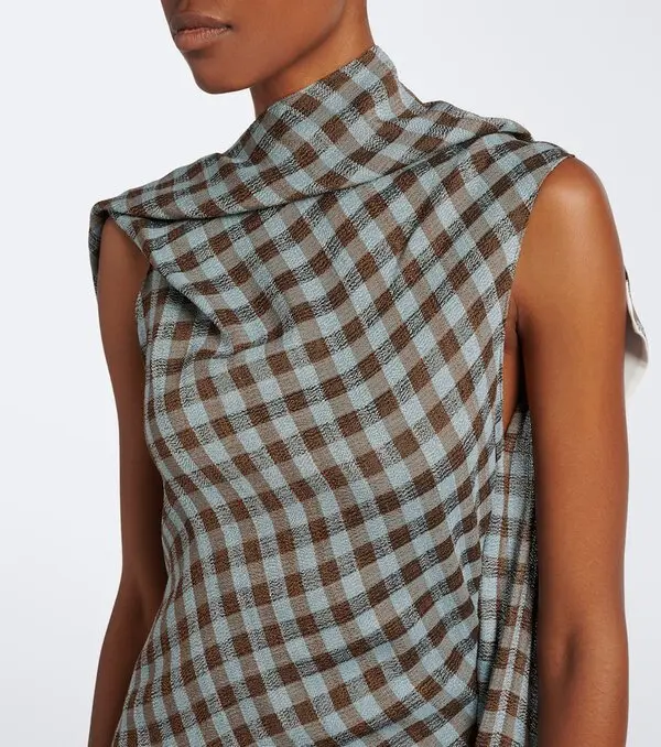 Loewe Gingham Asymmetric Crêpe Midi Dress