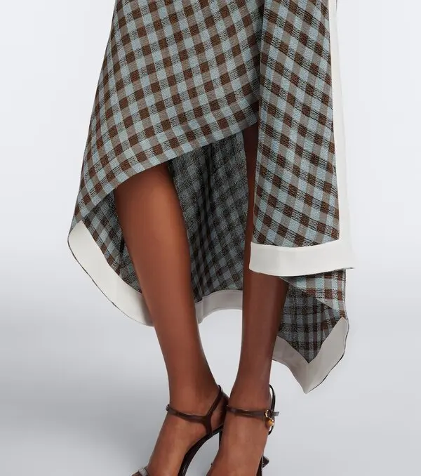 Loewe Gingham Asymmetric Crêpe Midi Dress