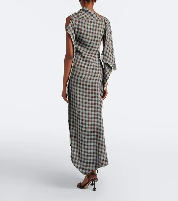 Loewe Gingham Asymmetric Crêpe Midi Dress