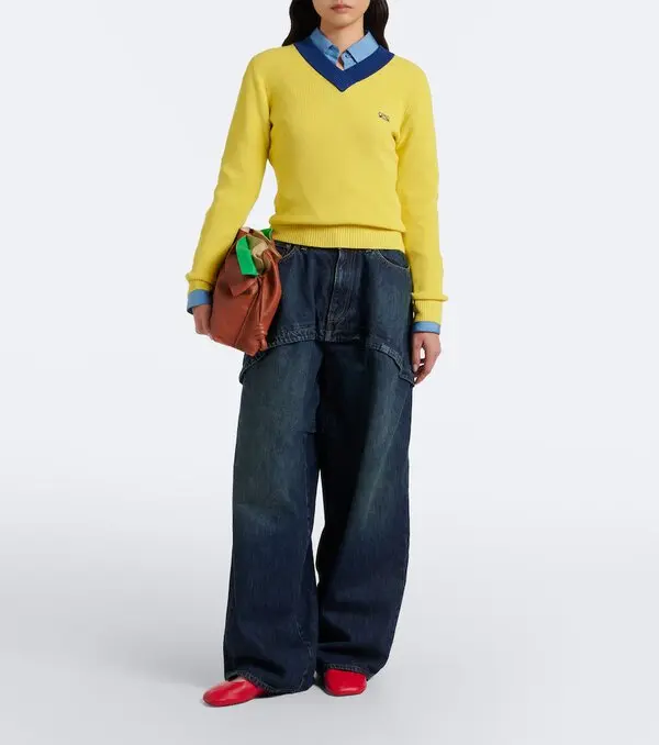 Loewe Double L V-neck Sweater - Yellow