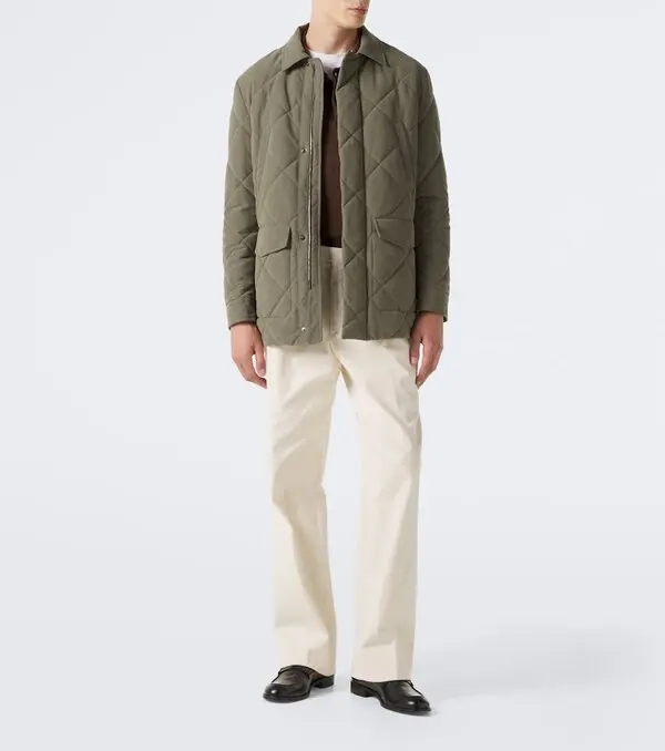 Canali Leather-trimmed Quilted Puffer Jacket
