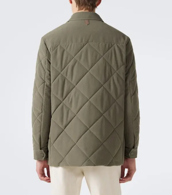Canali Leather-trimmed Quilted Puffer Jacket