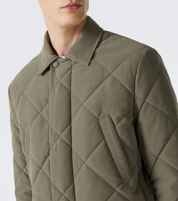 Canali Leather-trimmed Quilted Puffer Jacket