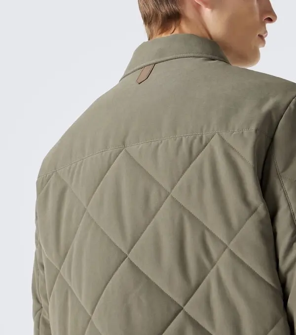 Canali Leather-trimmed Quilted Puffer Jacket